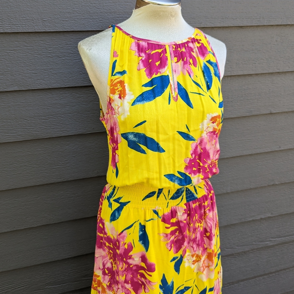 Evereve Allison Joy Yellow Floral Maxi Dress M - Gem